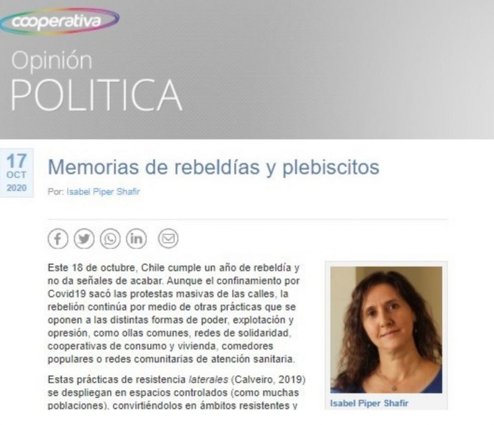 Columna de opinión de Isabel Piper en Cooperativa: Memorias de ...